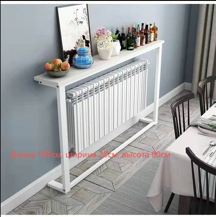 Консольный столик из компактного дерева, расположенный за диваном, Длина 100 см, ширина 20 см, высота 80 см