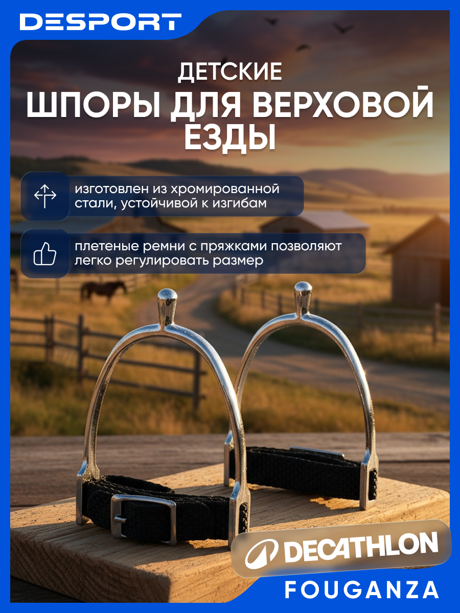 Шпоры "капельки" детские для верховой езды серые Fouganza 100