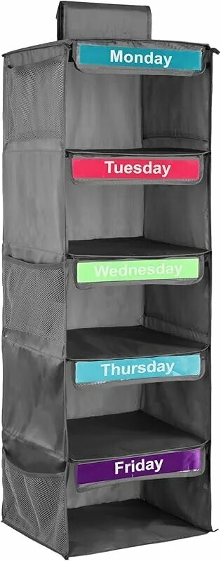 Органайзер для вещей, Еженедельное хранение одежды, подходит для мальчиков и девочек, серого цвета