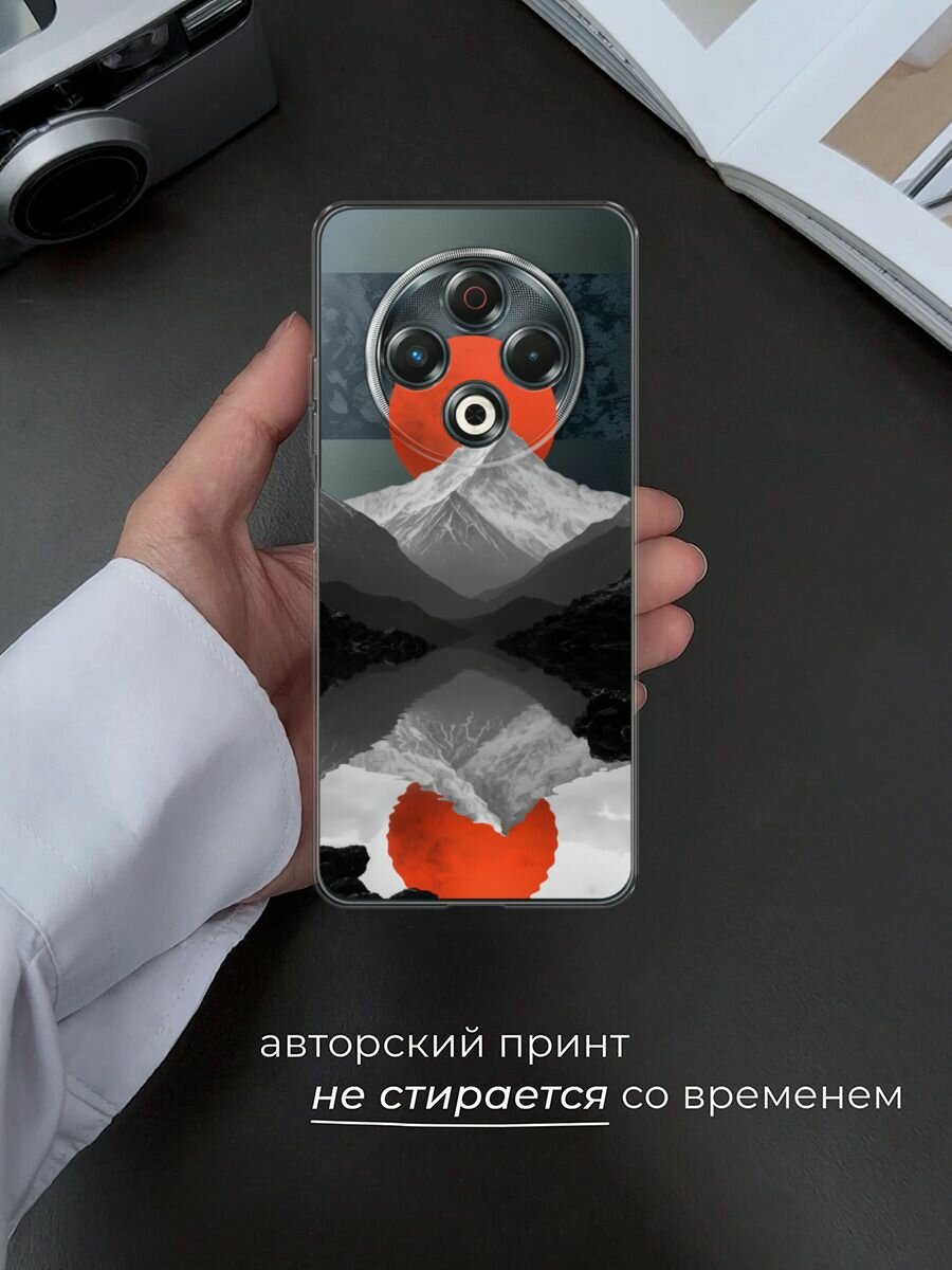 Чехол на Tecno Spark 30 / Текно Спарк 30 с принтом Белая гора 2, прозрачный — фото 1