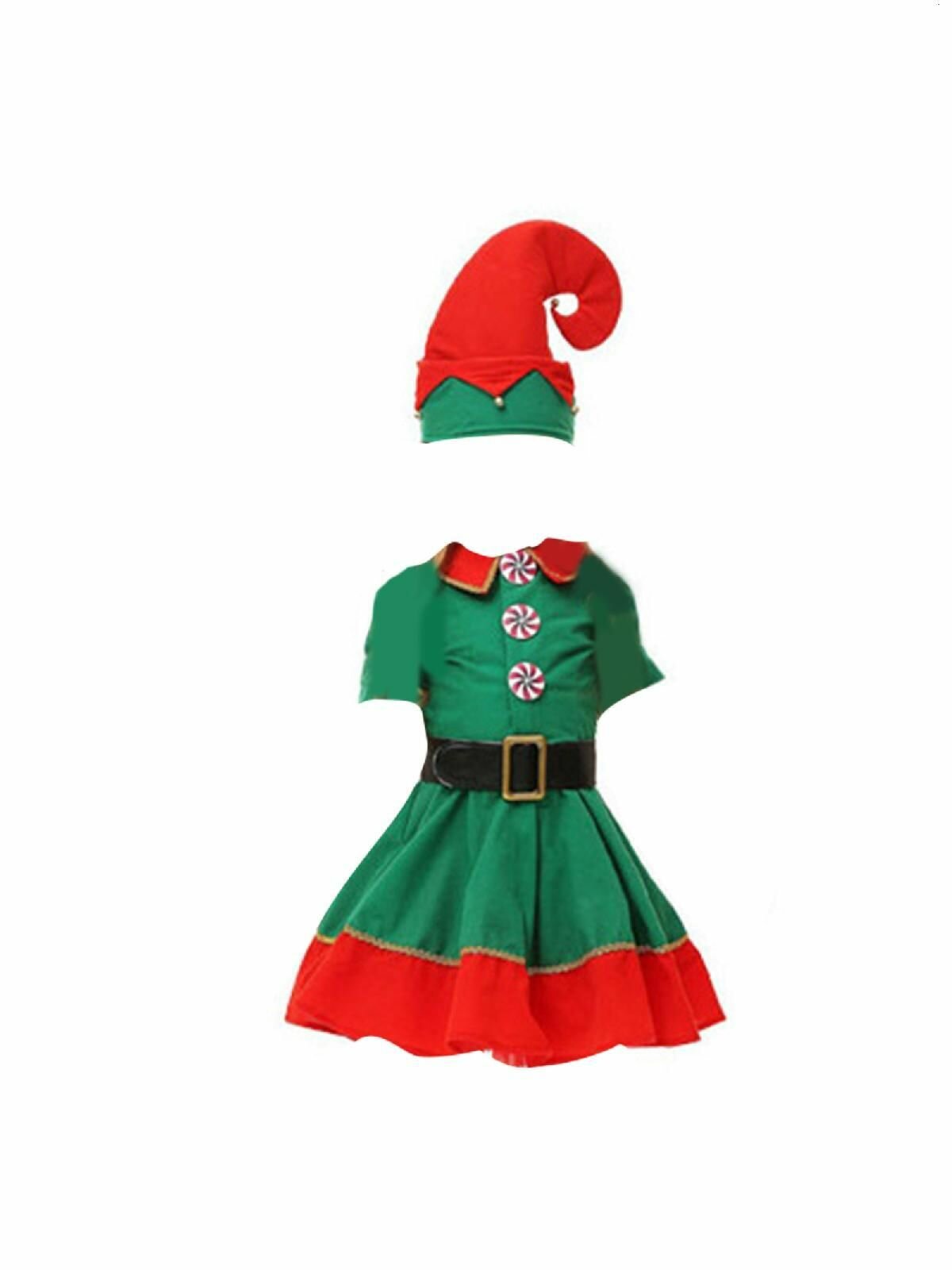 Костюм рождественского эльфа для взрослых и детей, Женский - 90