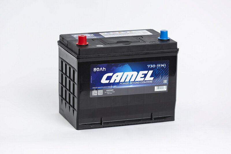 Аккумулятор автомобильный CAMEL Asia 80Ah 730A ПП (105D26R) (260x170x225) D26R 260x175x225