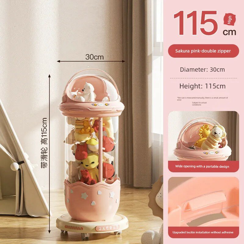 Корзина для хранения плюшевых игрушек на молнии, органайзер для хранения мягких игрушек и фигурок, прозрачный