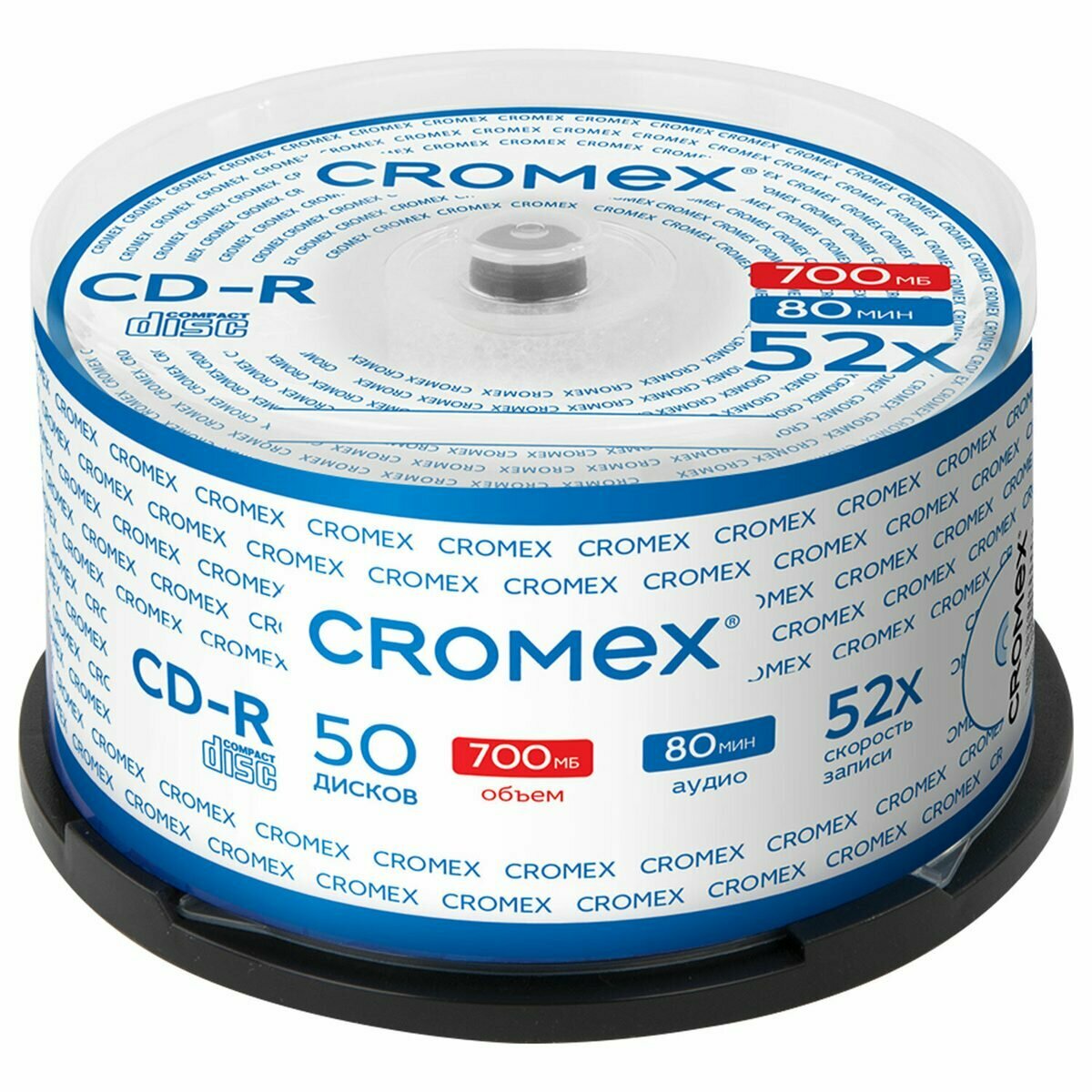 Оптический диск CD-R Cromex 700Mb, 52x, cake box, комплект 50шт. (513772)