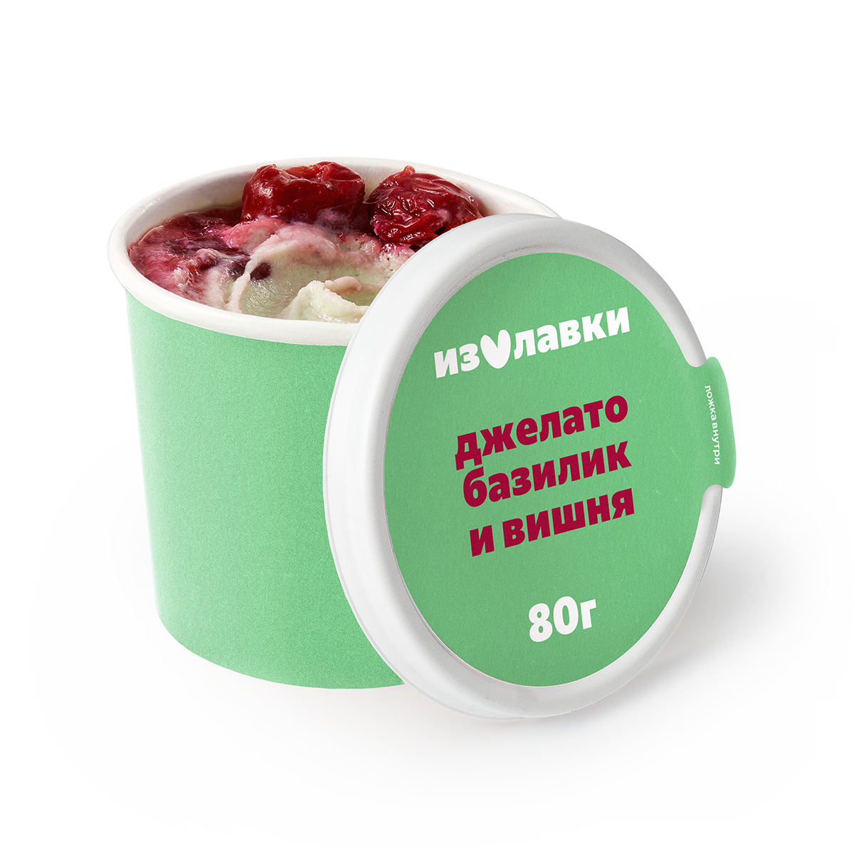 Мороженое Из Лавки "Джелато", базилик-вишня, стаканчик, 80 г