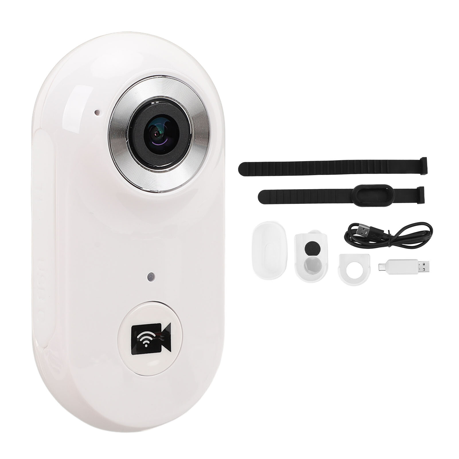 1080P камера для кошачьего ошейника, спортивная камера для домашних животных с ремешком-клипсой для использования в помещении и на открытом воздухе, беспроводная видеокамера для собак с защитой от сотрясений, вид от первого лица, белая