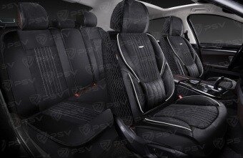 Накидка на сиденье "PSV" Integra Alcantara алькантара черный/отстрочка белая (к-кт на весь салон)