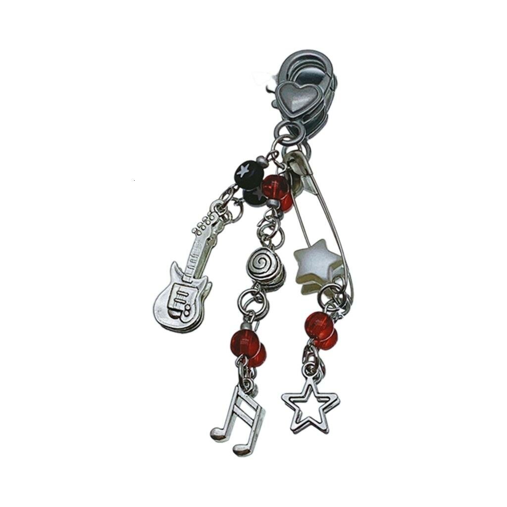 Брелок, Японская и корейская цепочка для мобильного телефона ins street, модная на улице, в стиле крутой рок-гитары из бисера-красный