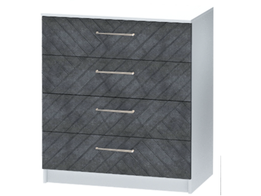 Комод с четырьмя просторными ящиками, из МДФ, Белый/Бетон графит