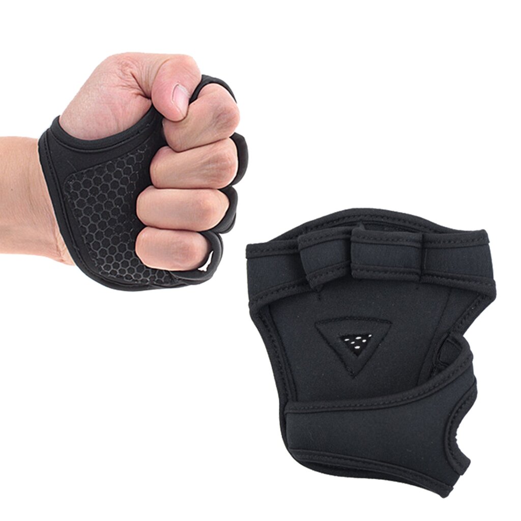 Перчатки для занятий спортом и фитнесом с полупальцами (C черный)-L