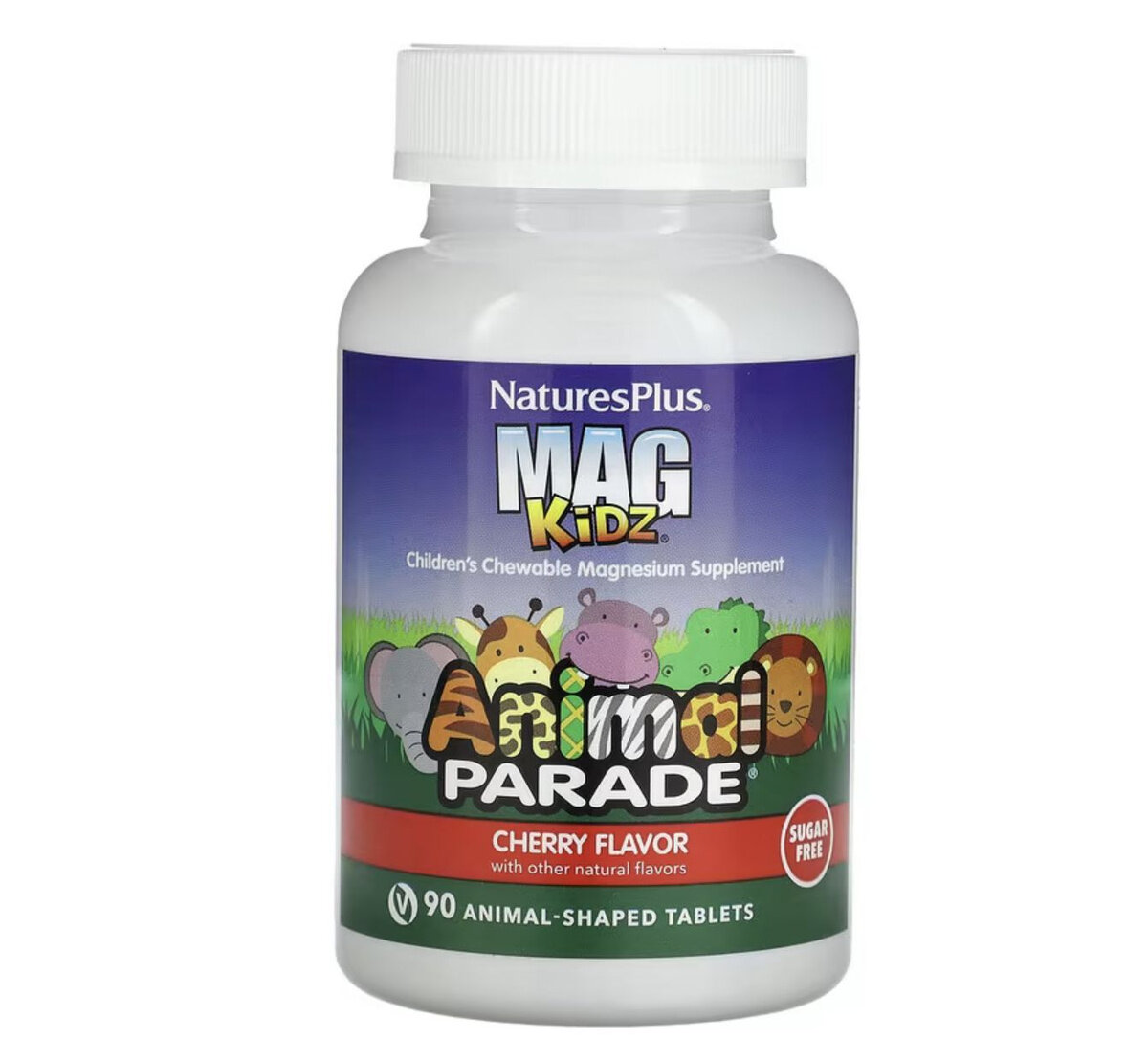 NaturesPlus, Animal Parade Магний для детей с вишнёвым вкусом Mag Kidz 90 жевательных таблеток