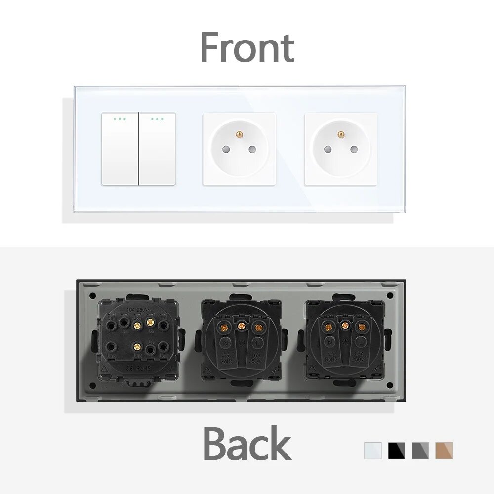 Розетка TAWOIA с сенсорным выключателем PB 2G1W-2 socket, серый
