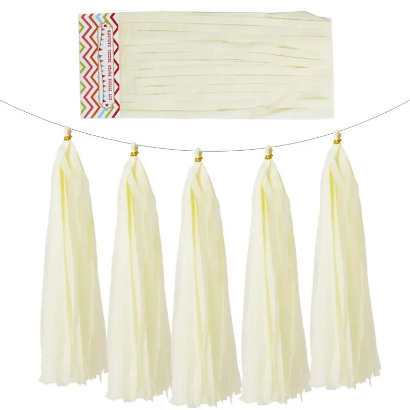 Гирлянда из кисточек белая, ivory, 5 шт.