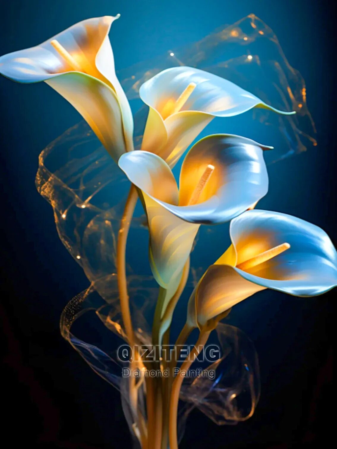 Алмазная живопись QIZITENG Хризантема Роза Бабочка 30x40cm Round, RT-1251