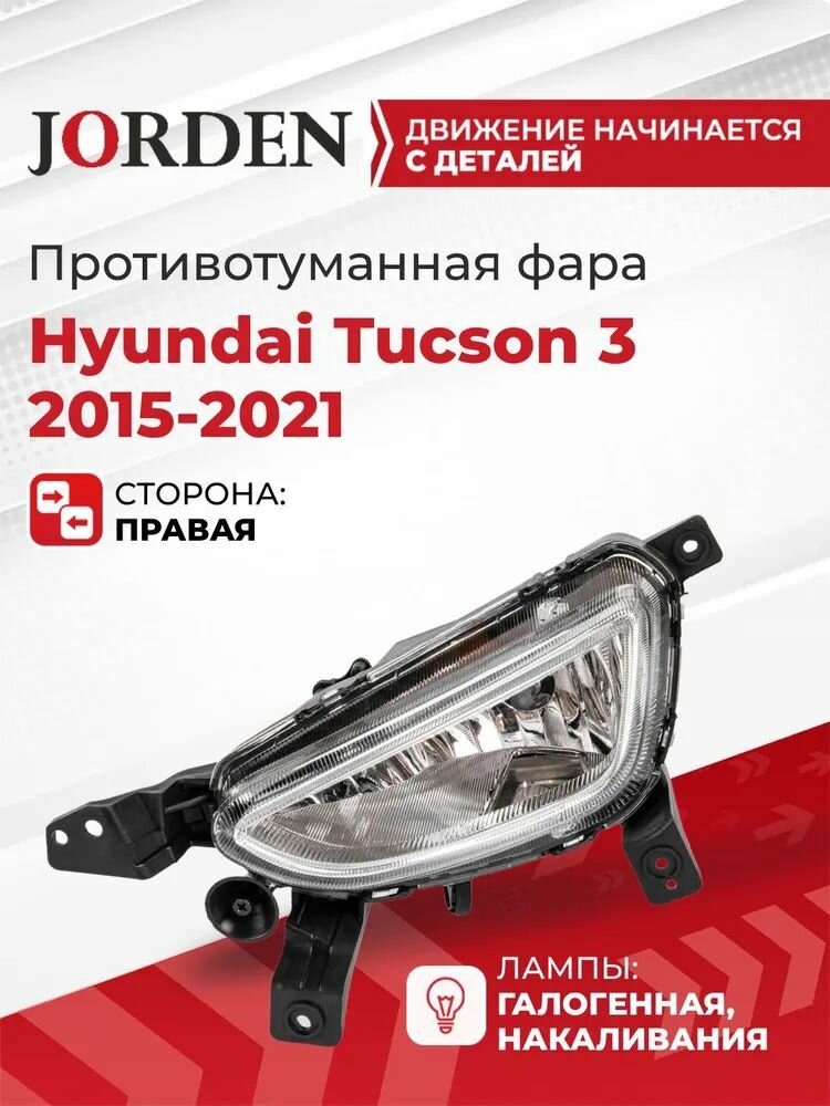 Фара противотуманная Jorden правая новая Hyundai Tucson с 2015 арт. JH02-TUN15-003-R