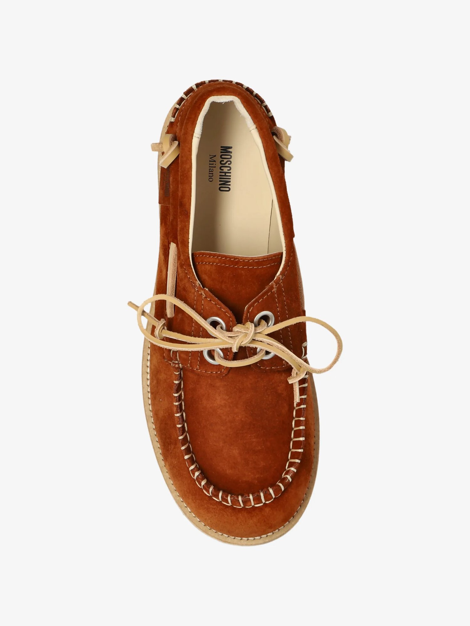 Лоферы MOSCHINO Suede boat loafers, размер 43, коричневый — фото 1