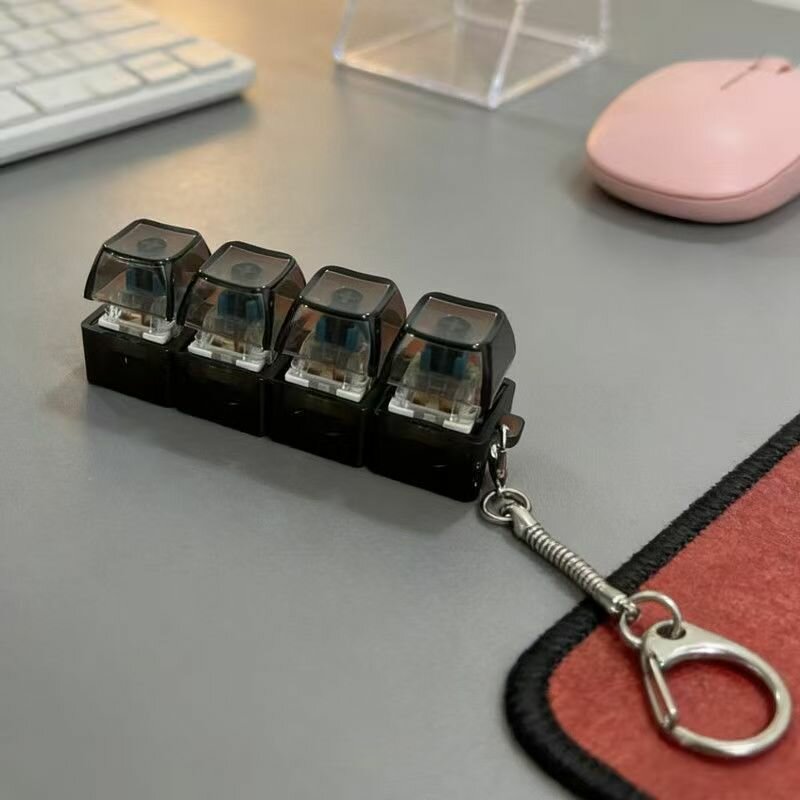 Декомпрессионная игрушка keycap tester с 4 клавишами, чёрный прозрачная нижняя оболочка