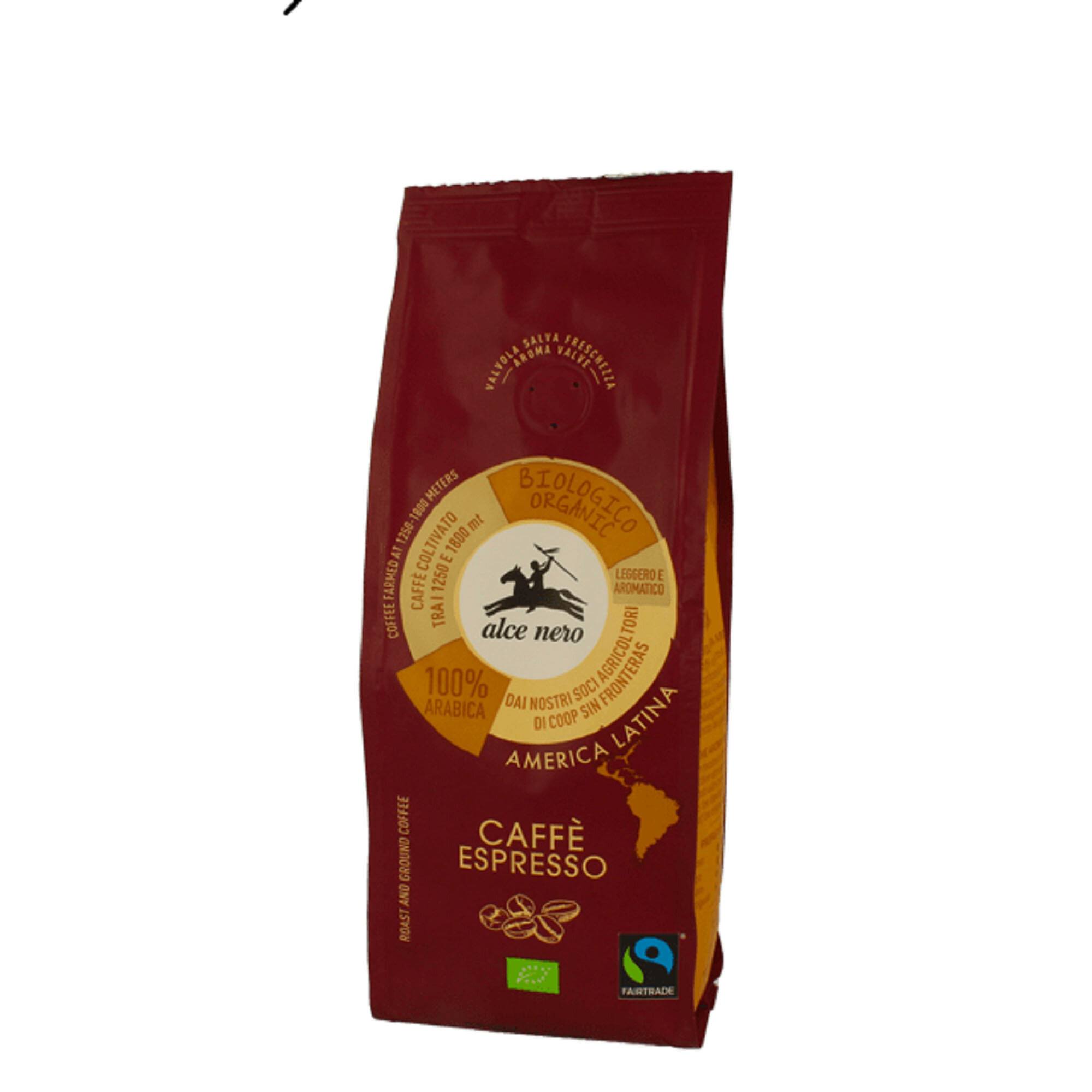 Кофе натуральный жареный молотый Alce Nero ESPRESSO 100% Арабика ORGANIC
