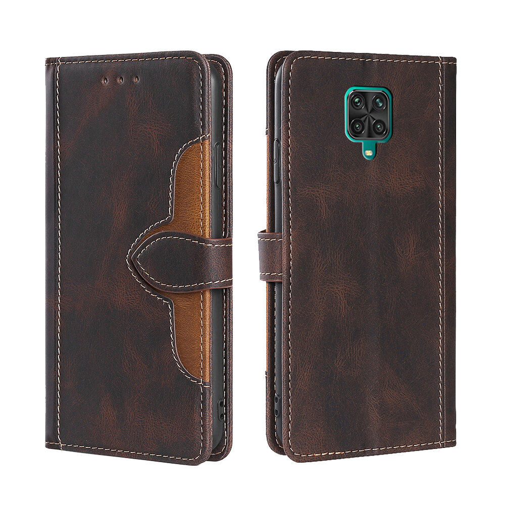 Чехол-книжка MyPads для Xiaomi Redmi Note 9 Pro / 9S / Сяоми Редми Ноте 9 Про/ 9S, узор в сочетании с другим цветом (коричневый)