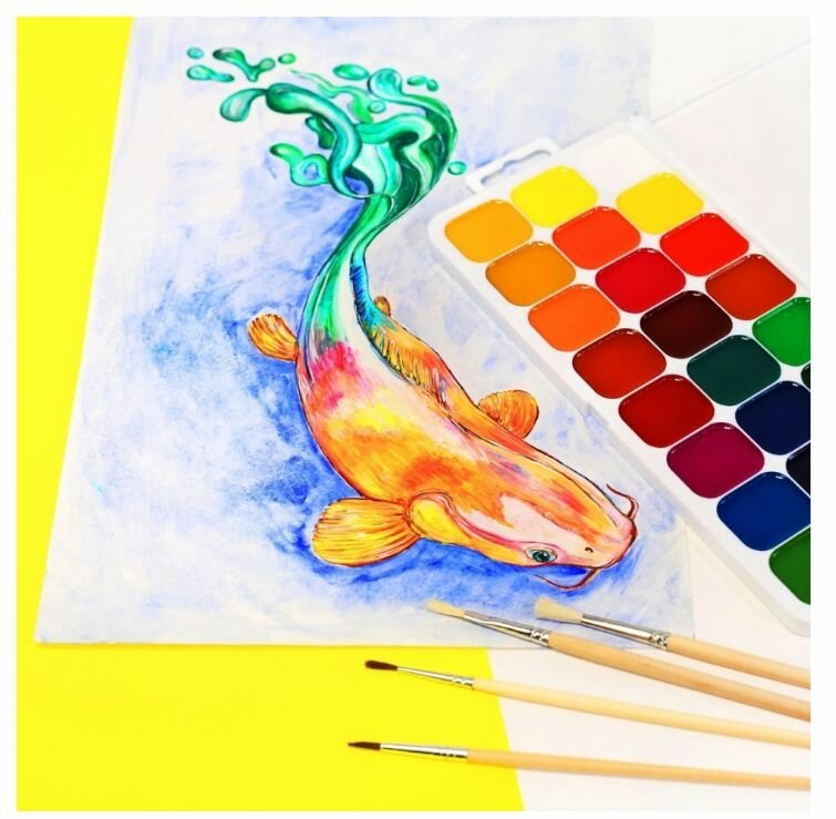 Краски акварельные для рисования Луч Классика, 24 цвета, медовые, без кисти, пластиковая коробка