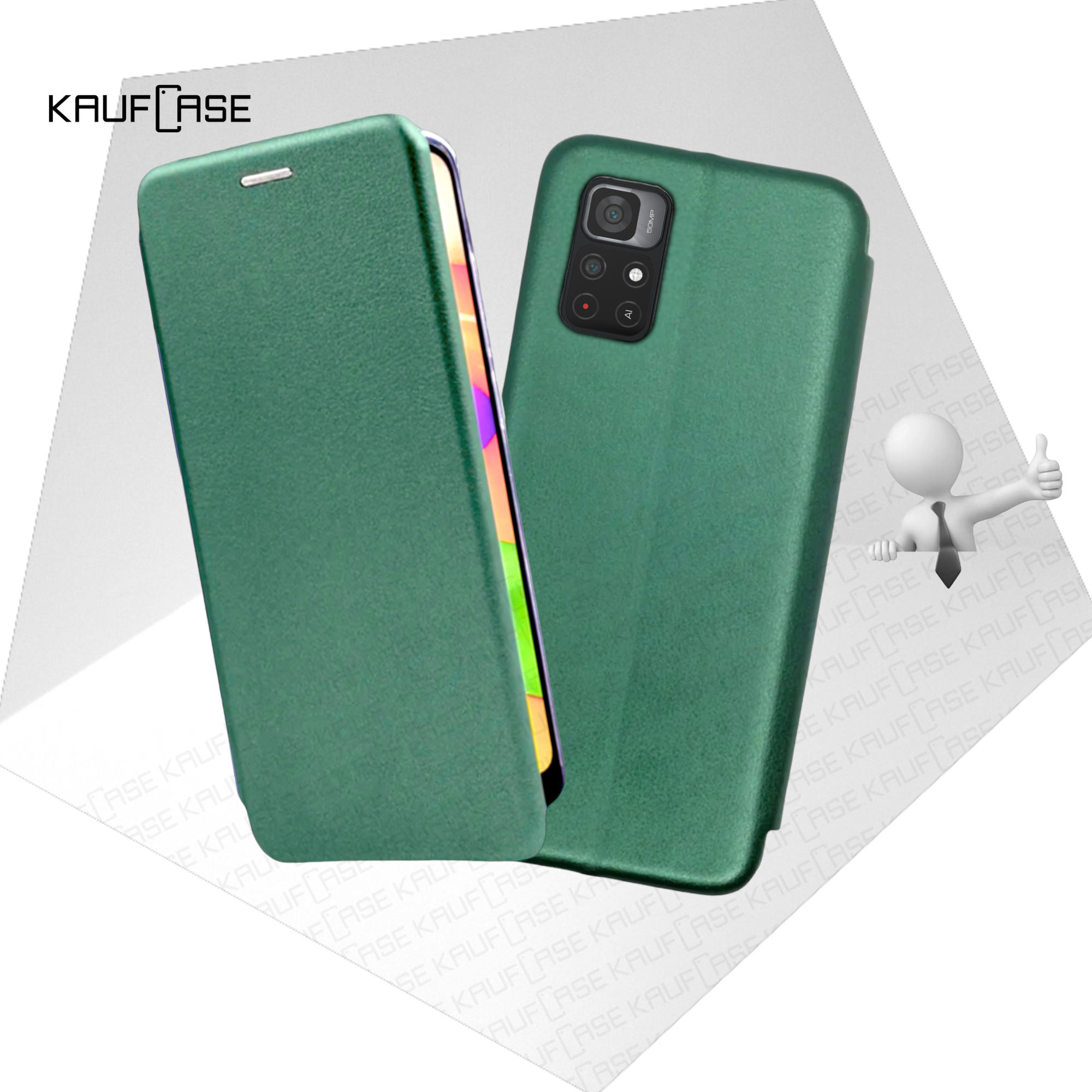 Чехол книжка для телефона Xiaomi Poco M4 Pro 5G /Redmi Note 11T 5G (6.6"), темно-зеленый. Текстура под кожу