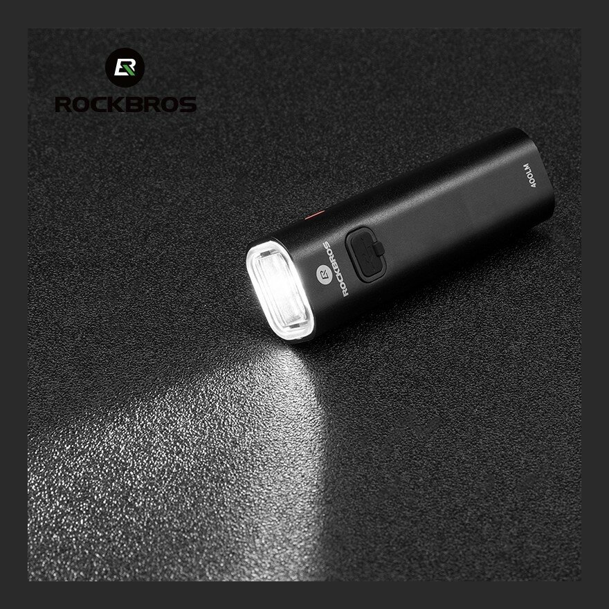 Фонарь передний ROCKBROS YQ-ZJQD400LM, 400 люмен, аккумуляторный, зарядка USB (крепление "go pro")