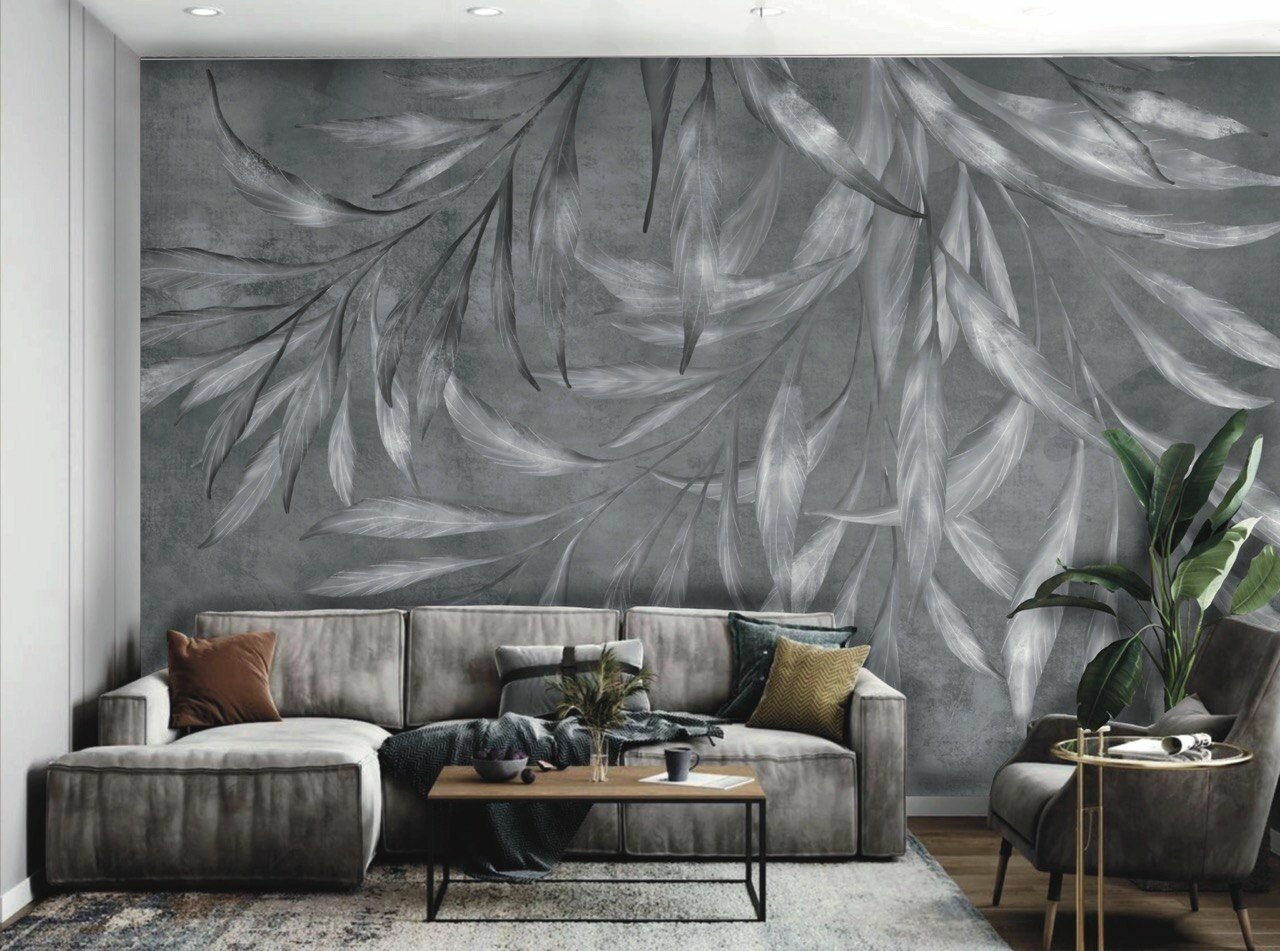 Фреска бесшовная "Каменная ива" серая текстура бетон (ширина 2550мм х длина 5000мм)