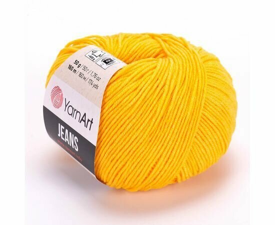 Пряжа для вязания ЯрнАрт Джинс (YarnArt Jeans) цвет 35 желтый, 50г/160м, комплект 10 мотков