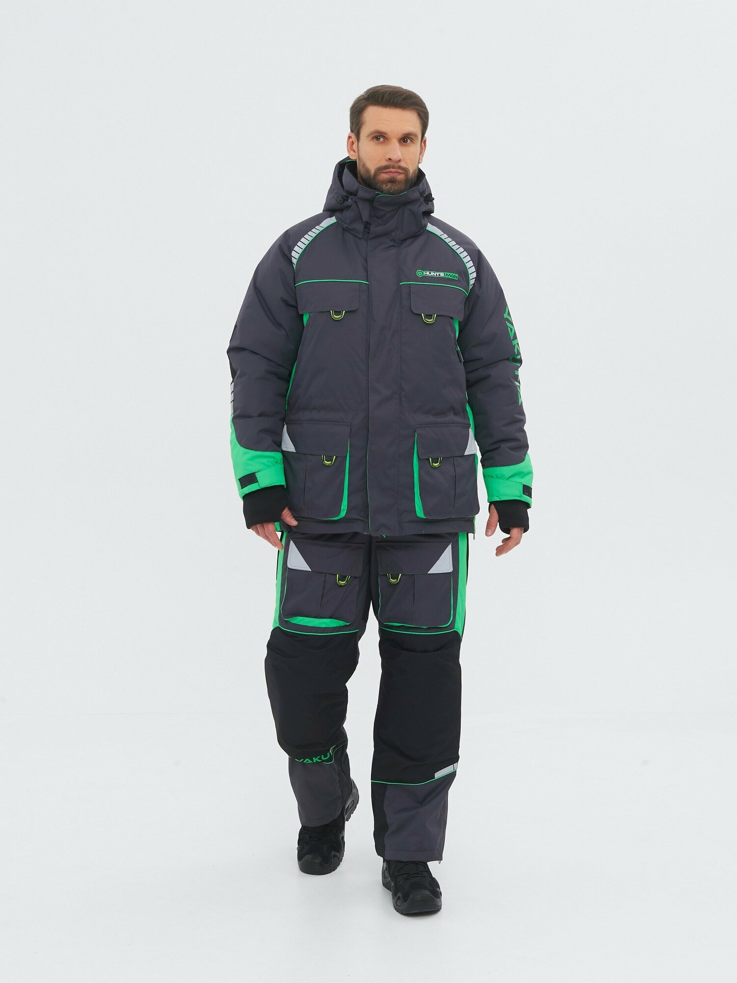 Костюм зимний мужской Huntsman Yakutia, ткань Galaxy Breathable, цвет тёмно-серый (р.52-54/182-188)