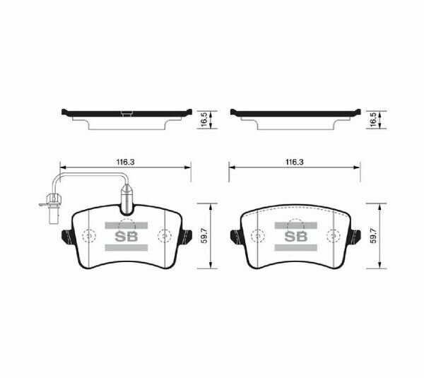 Sangsin brake SP2317 Колодки тормозные задние с датчиком для AUDI A4 RS / A6 ALLROAD / A7