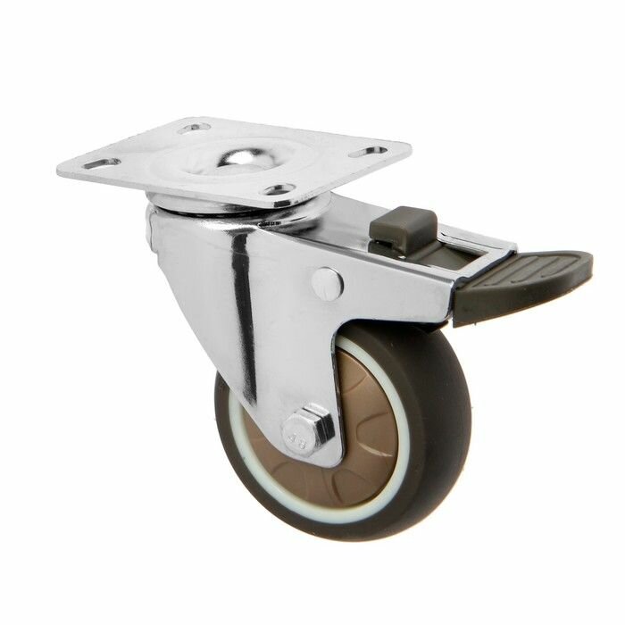 Колесо мебельное CAPPIO d 62, с стопором, поворотное, мягкий ход, покрытие TPR