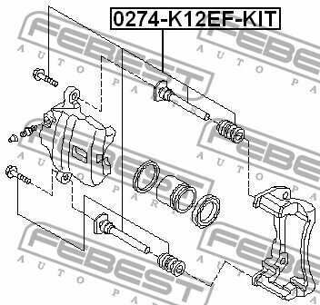 Втулка направляющая суппорта тормозного заднего FEBEST 0274K12EFKIT