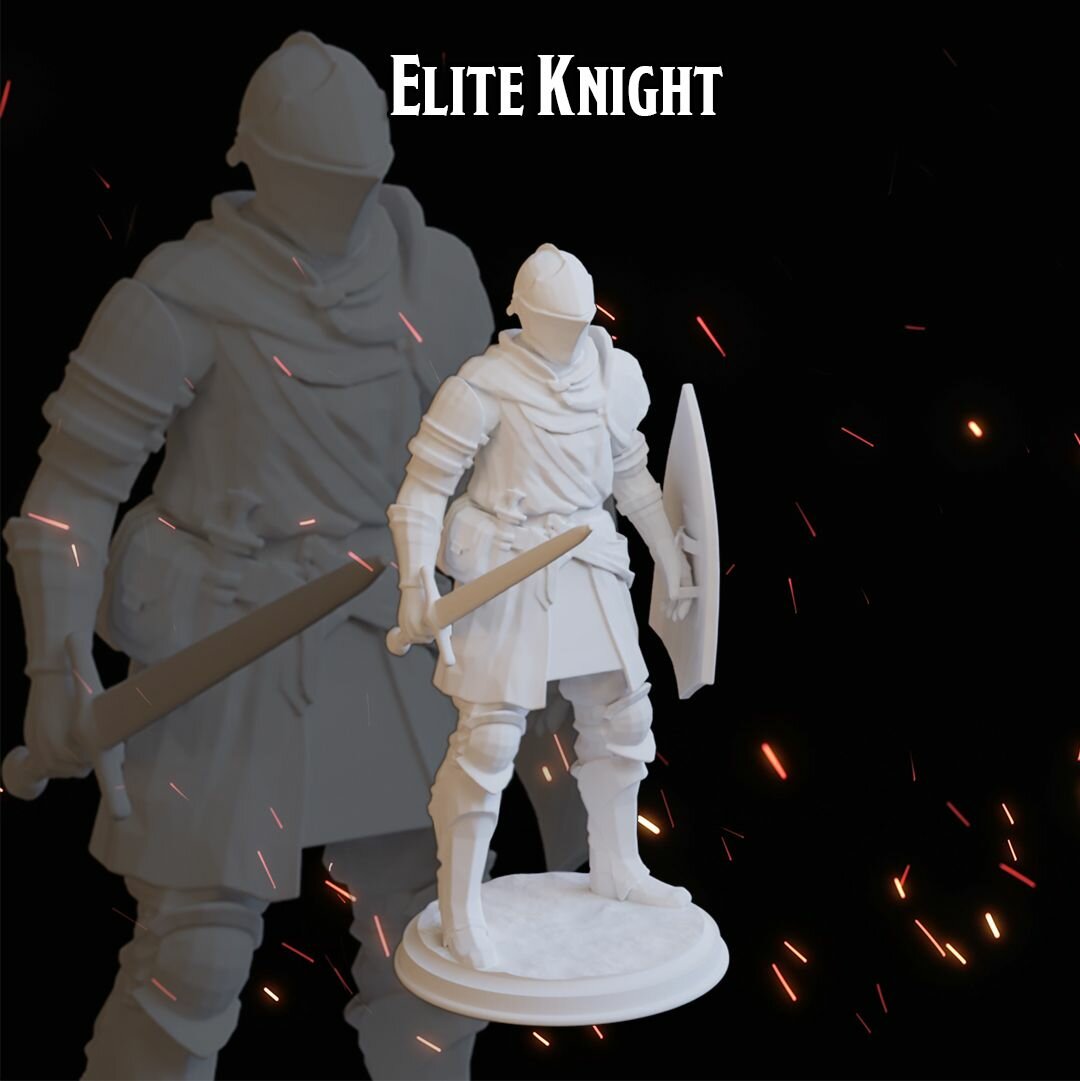 Элитный рыцарь человек мужчина 51,5мм фигурки/миниатюры (ДнД, DnD, D&D, Dungeons & Dragons, Pathfinder, Подземелья и Драконы, Wargames)
