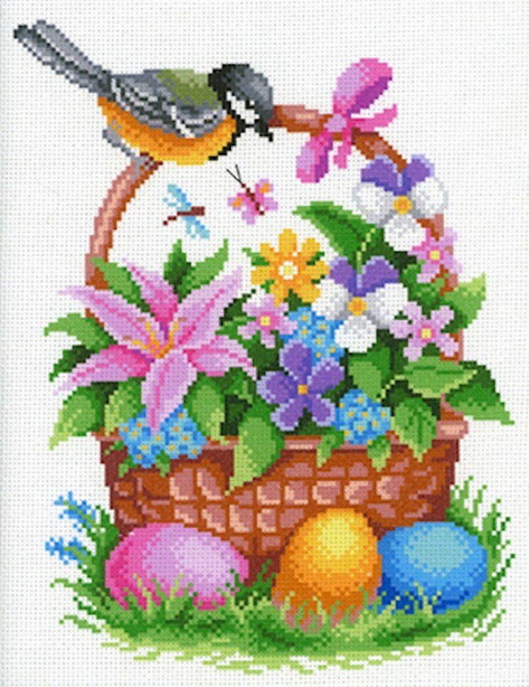 Канва с рисунком для вышивания М. П. Студия СК-074 Пасхальные дары, 21 x 28 см (Нитки в в комплект не входят.)