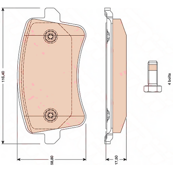 TRW GDB1765 (02524606171PD / 0252460617K1 / 0252460617K2) колодки тормозные дисковые задн audi: a4 1.8 tfsi / 1.8 tfsi quattro