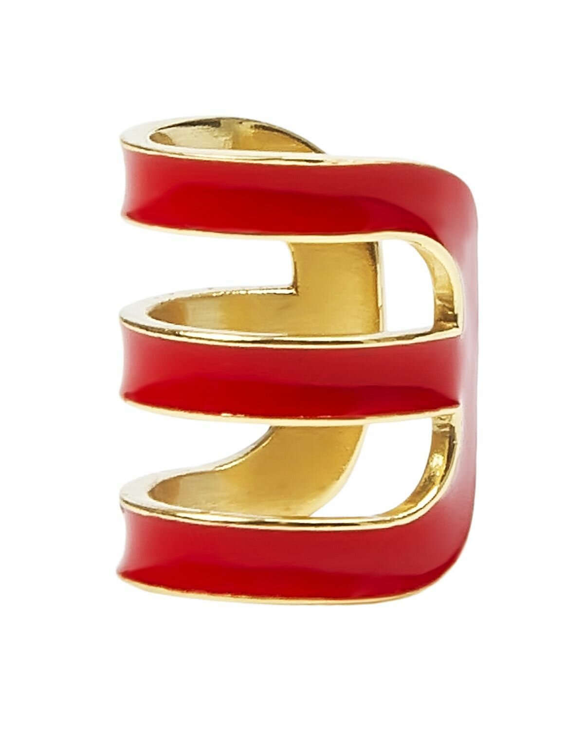 Серьги каффы, серебро, 925 проба, золочение, эмаль