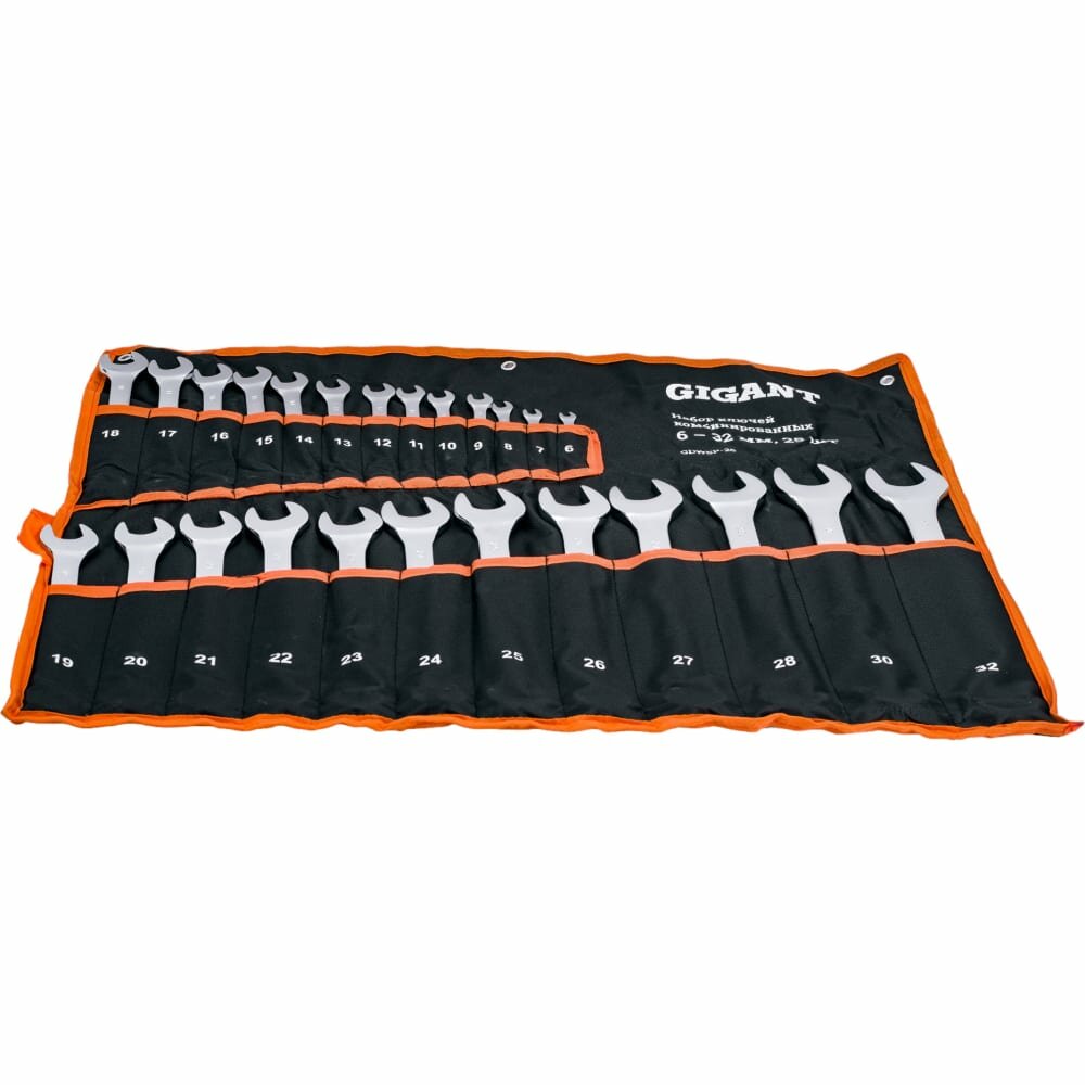 Набор комбинированных ключей Gigantм, полированный хром, Сталь Cr-V, м 25 шт, для ремонтных работ