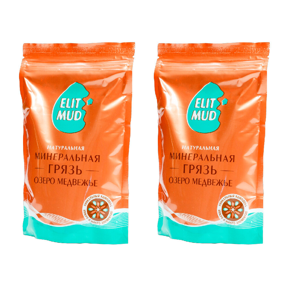 Грязь озера Медвежье иловая сульфидная дой-пак 400 г. Elitmud. Комплект 2 шт.