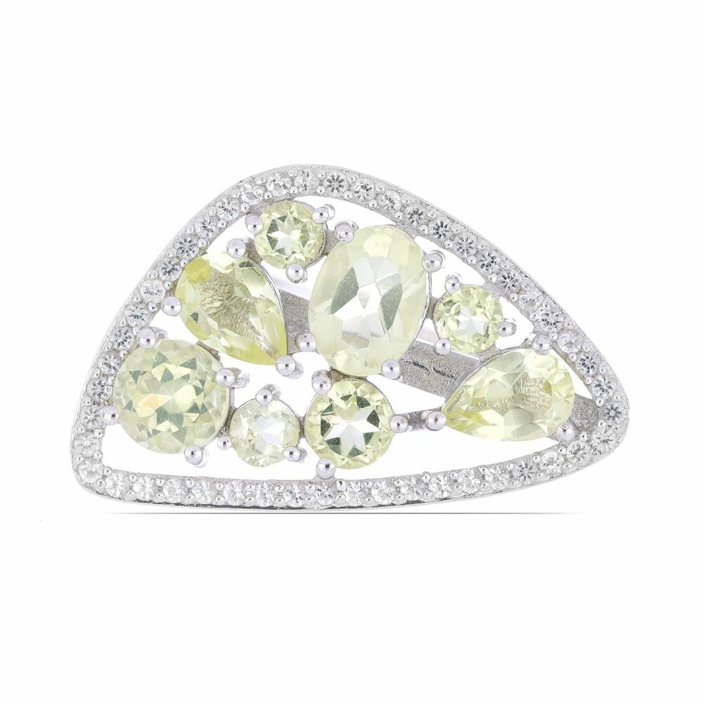 Кольцо тонкое, серебро, 925 проба, родирование, топаз