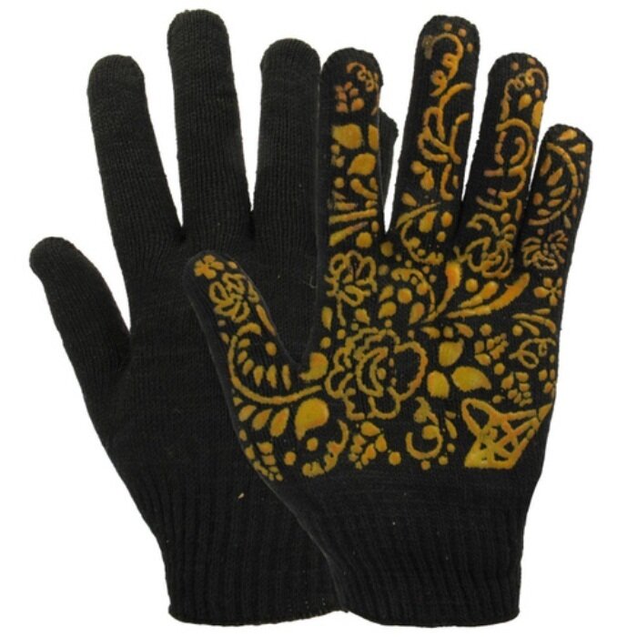 Перчатки ХБ с ПВХ 10 класс, 56гр, хохлома, 2 пары