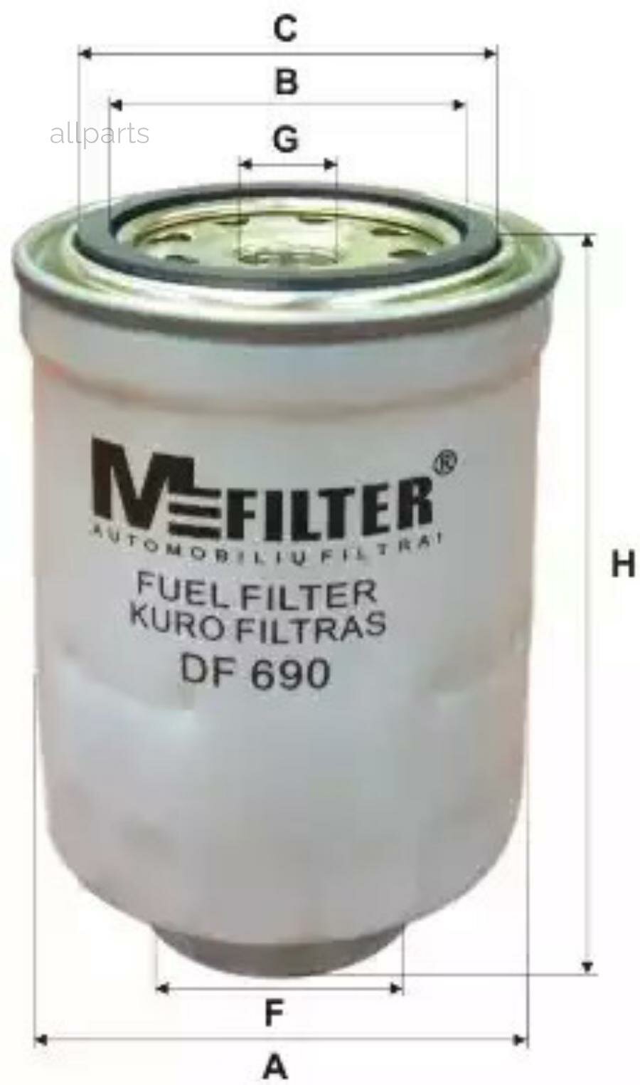 M-FILTER DF690 фильтр топливный!\ Toyota Land Cruiser 2.4D/TD-4.2D/TD 80>