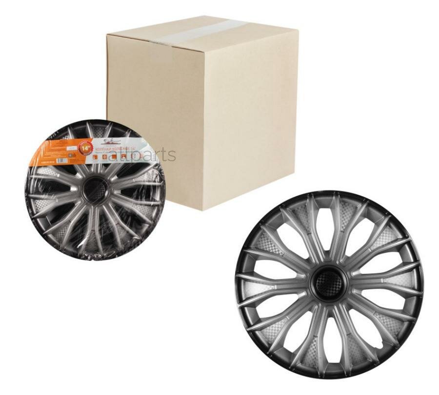 AIRLINE AWCC-16-15 Колпаки колесные 16 Волтек + серебристо-черный карбон компл. 2 шт. (AWCC-16-15)