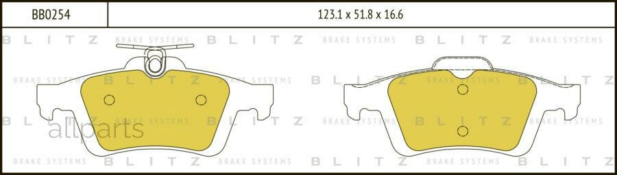 BLITZ BB0254 колодки тормозные дисковые задние FORD FOCUS II, C-MAX 03- MAZDA 3, 5 03- VOLVO S40 II, V50 04-