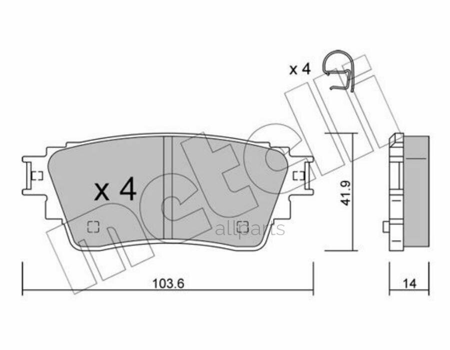 METELLI 22-1160-0 Колодки тормозные задние MITSUBISHI Outlander III 2010-