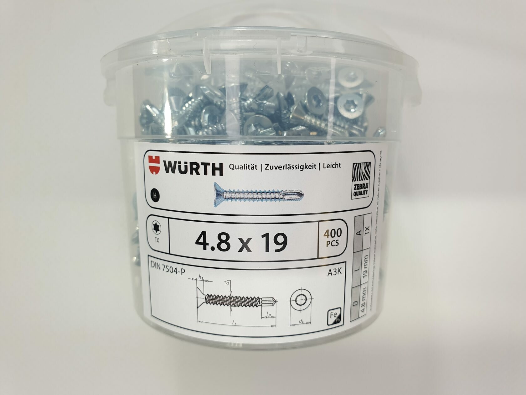 Саморез по металлу DIN 7504-P 4.8x19 (Torx) (400 pcs) WURTH, Германия