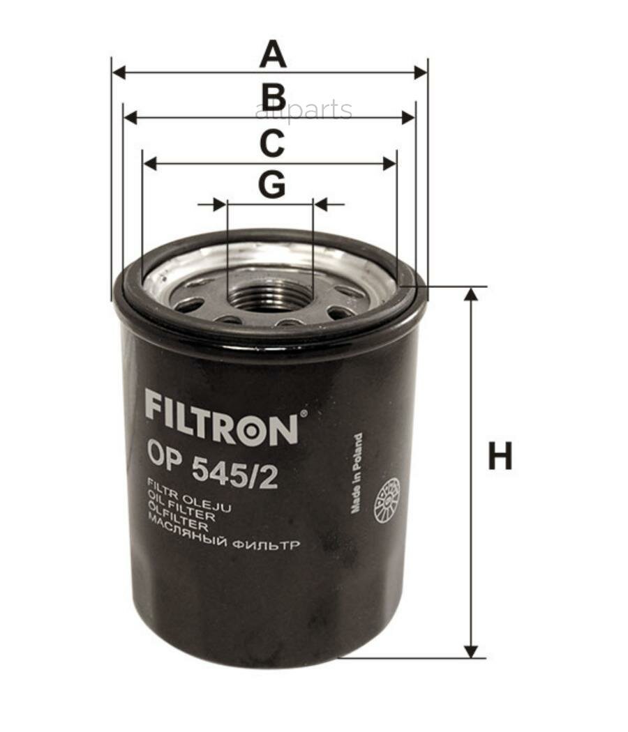 FILTRON OP 545/2 Фильтр масляный HYUNDAI/KIA/MAZDA/MITSUBISHI/NISSAN