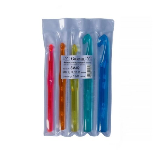 Набор крючков "Gamma" SV-02 пластик d - 8; 9; 10; 12; 15 мм. 5шт.