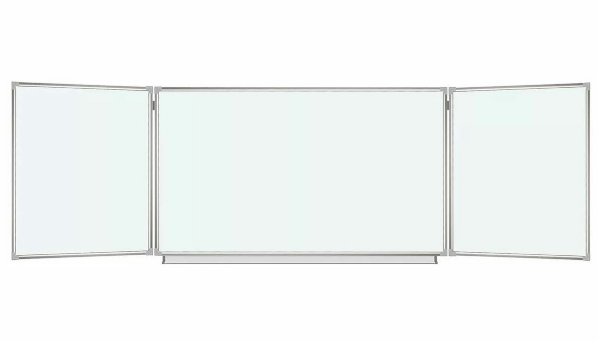 Доска магнитно-маркерная Brauberg 3-х элементная (100х150/300 см), 5 рабочих поверхн, белая 231708