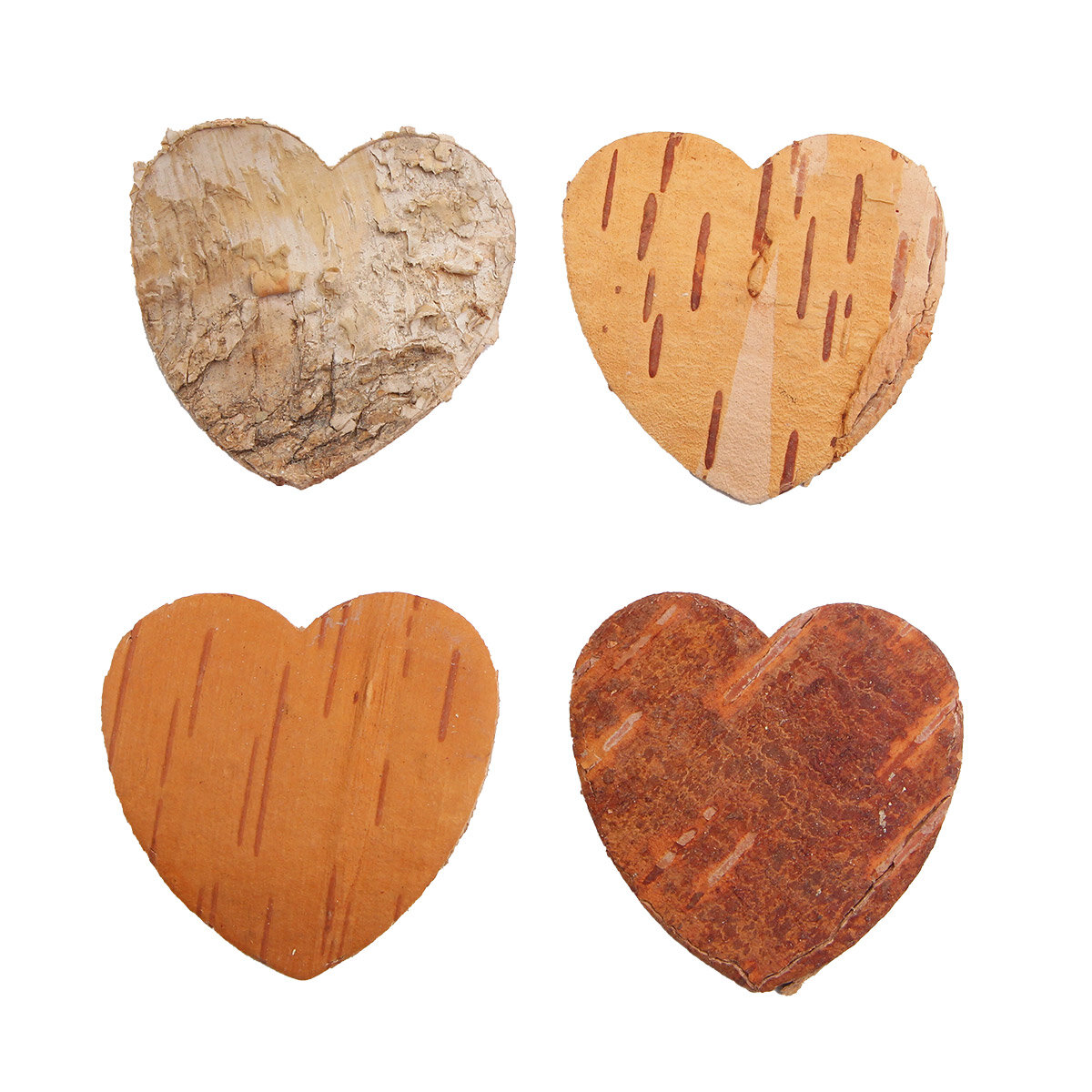 YW254 Декоративные элементы из коры дерева 'Сердце', 5 см, 10 шт (отбеленный)