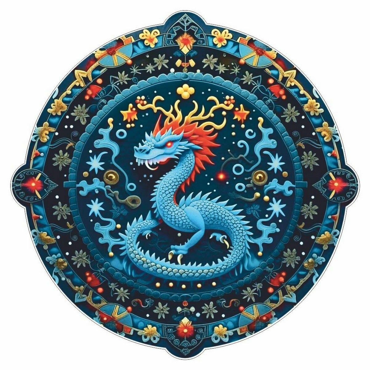 Наклейка круг "Дракон (узор)", 150х150мм, вид 5, Арт рэйсинг